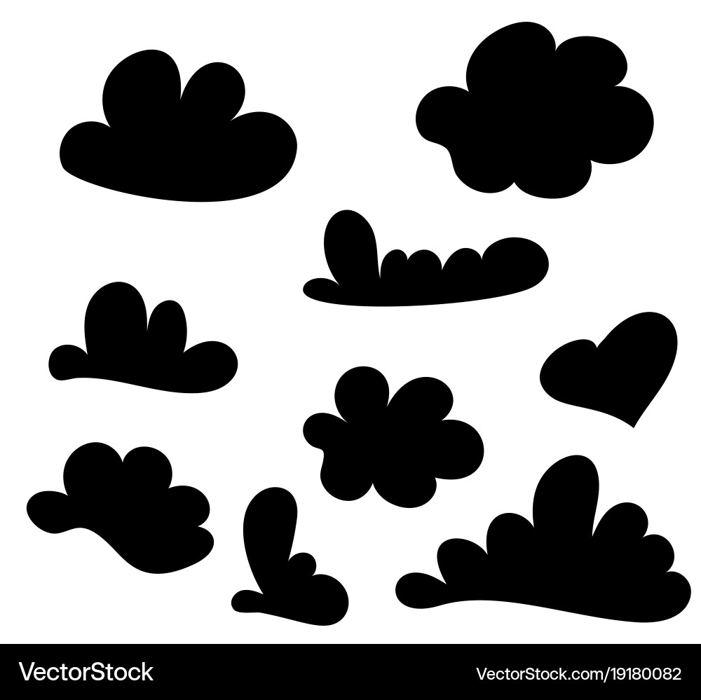 Hand drawn cloud set isolated on white sketch Vector Image