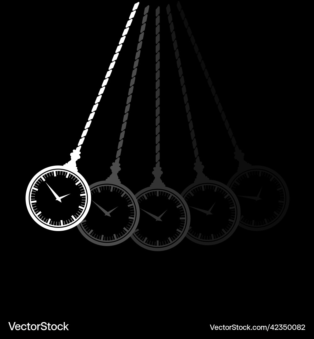 Hypnosis tool swinging clock silhouette Royalty Free Vector