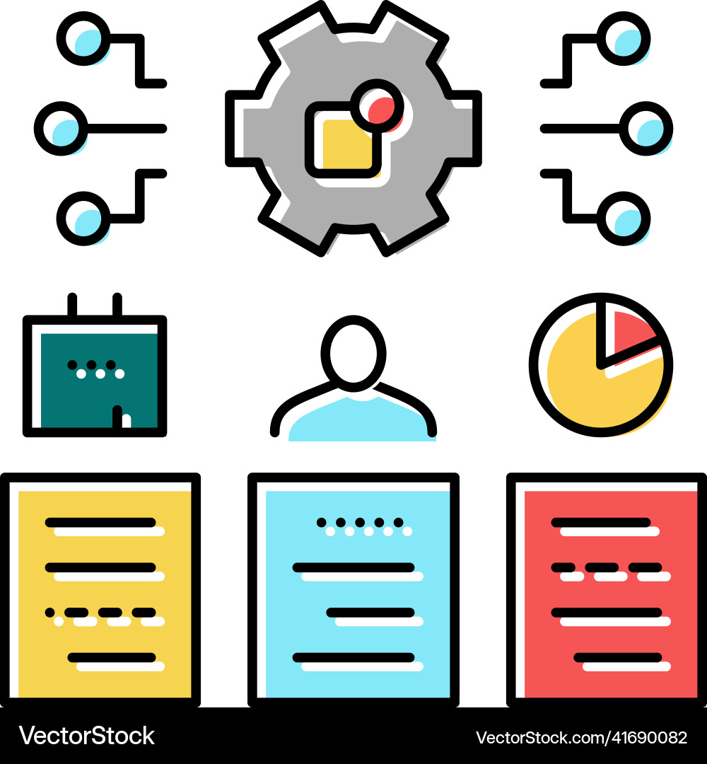 Management tasks color icon Royalty Free Vector Image