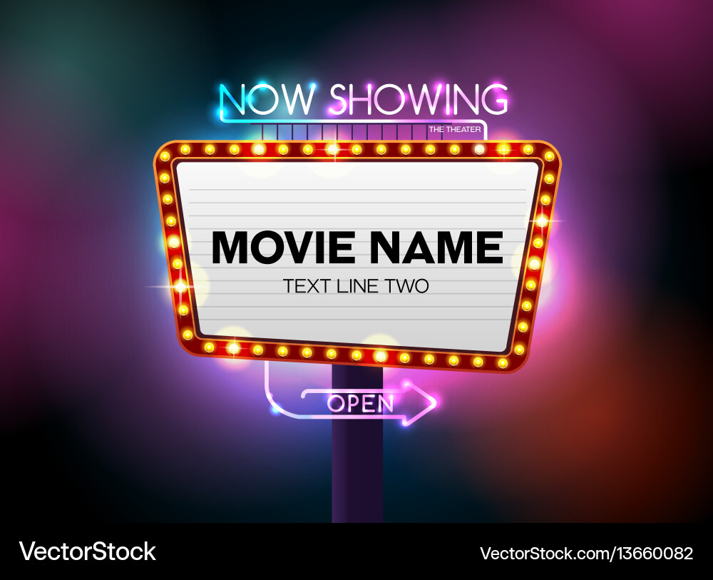 Neon Theater Sign Royalty Free Vector Image - VectorStock