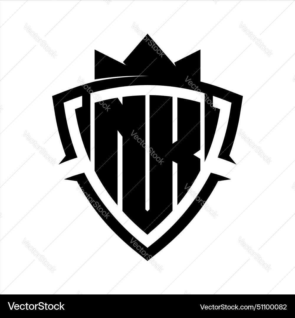 Nk letter bold monogram triangle curve shield Vector Image