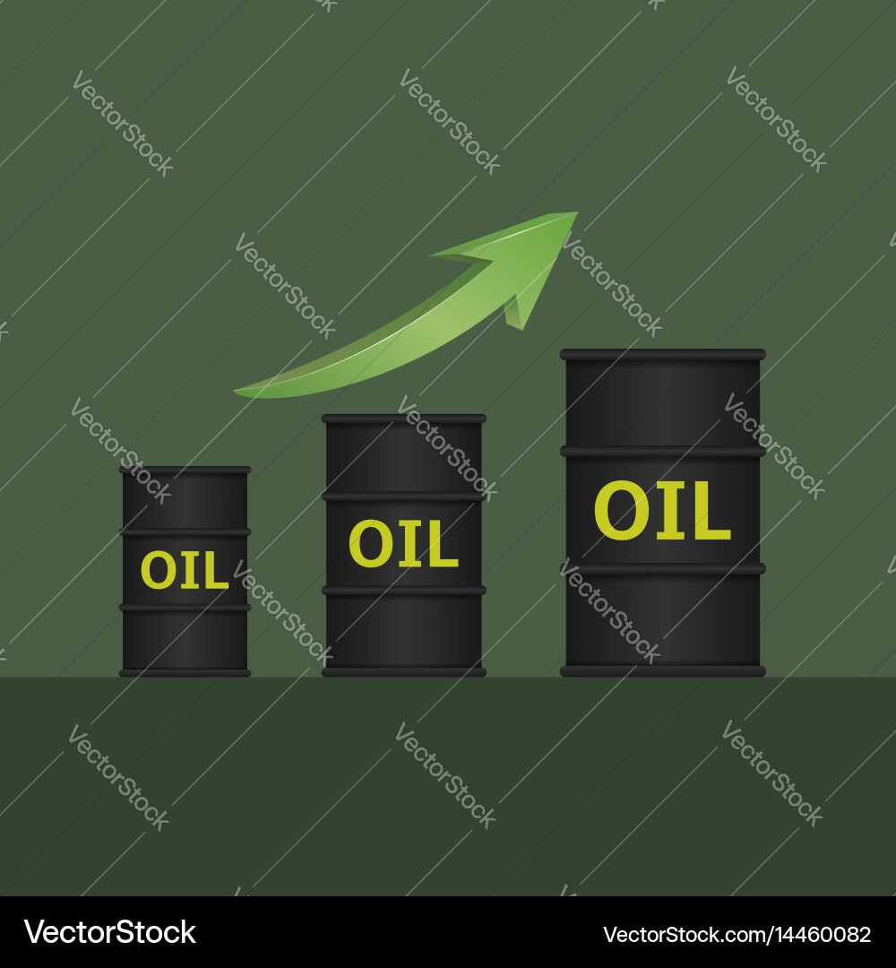 Oil barrels with green arrow Royalty Free Vector Image