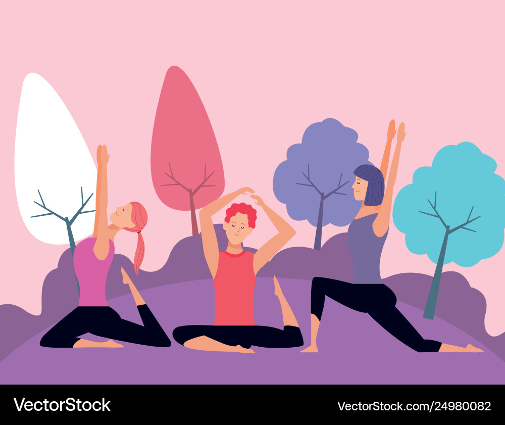 People yoga poses Royalty Free Vector Image - VectorStock