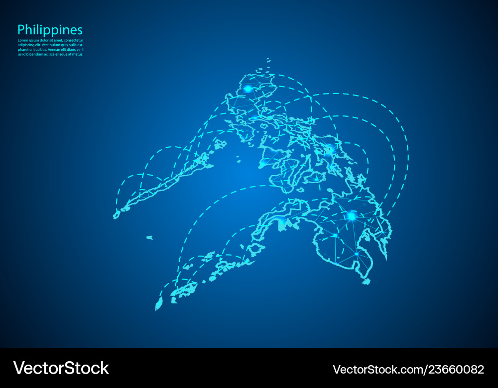 Philippines map with nodes linked by lines Vector Image