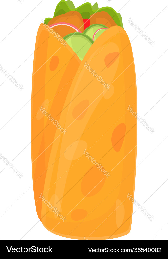 Pita bread kebab icon cartoon style Royalty Free Vector