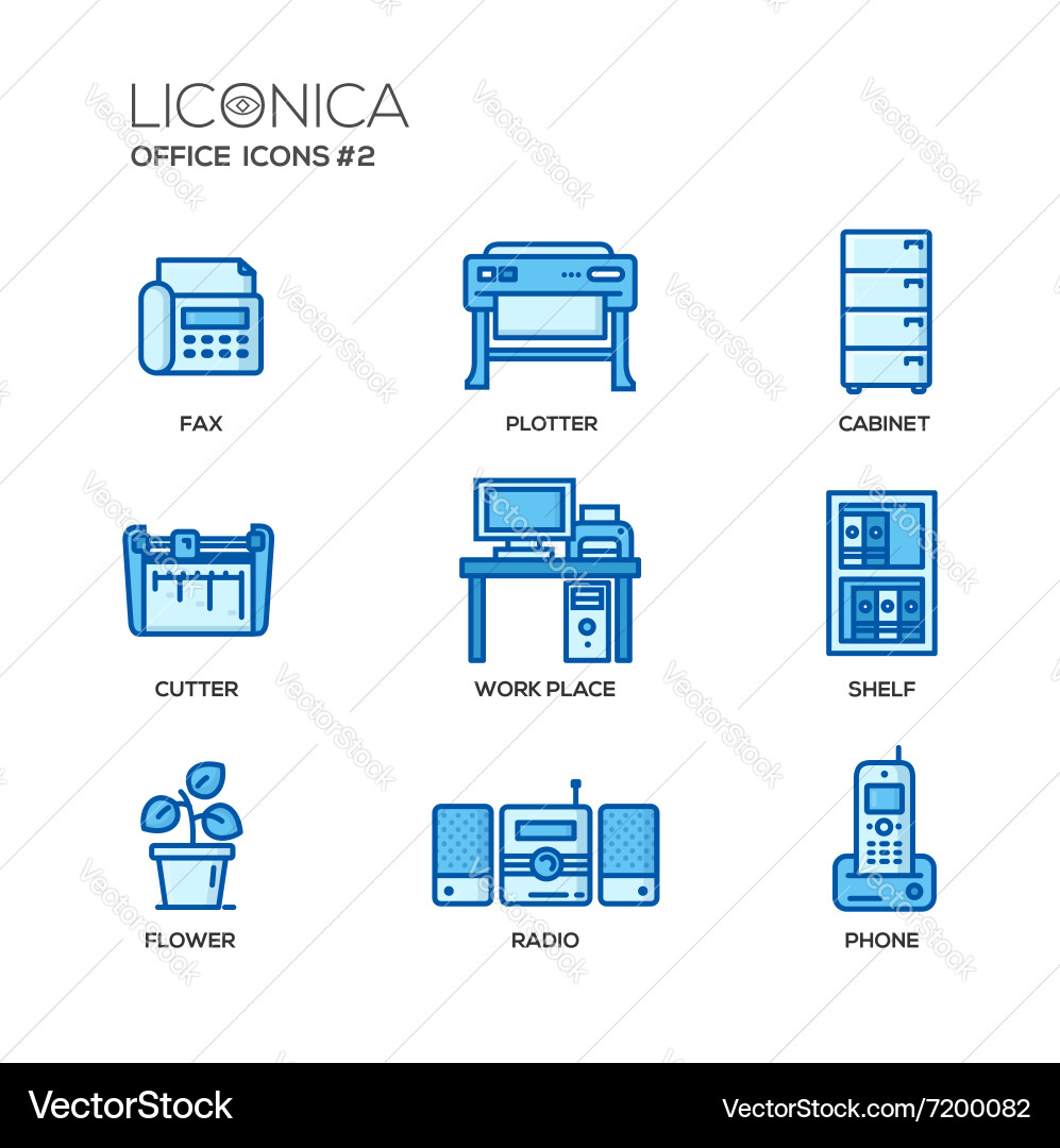 Set of modern office line flat design icons Vector Image
