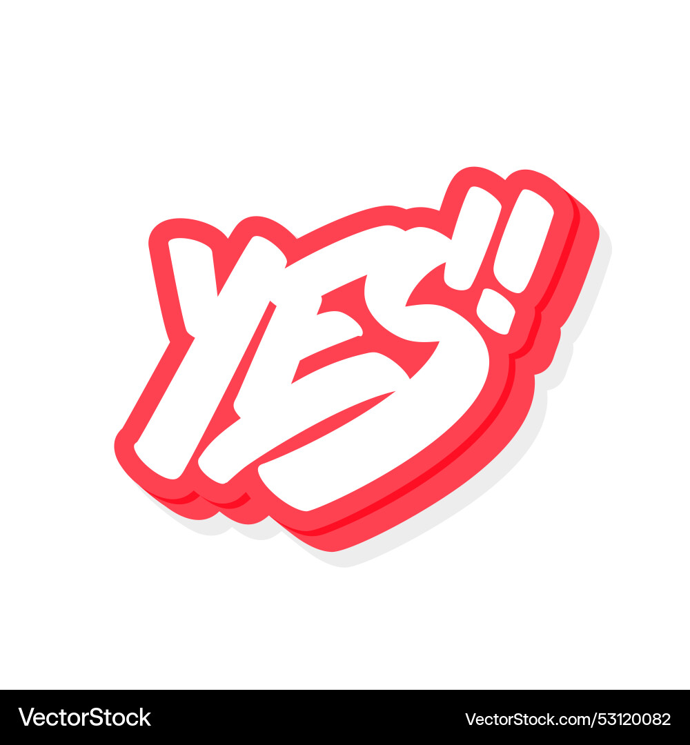 Yes word handwritten brush lettering Royalty Free Vector