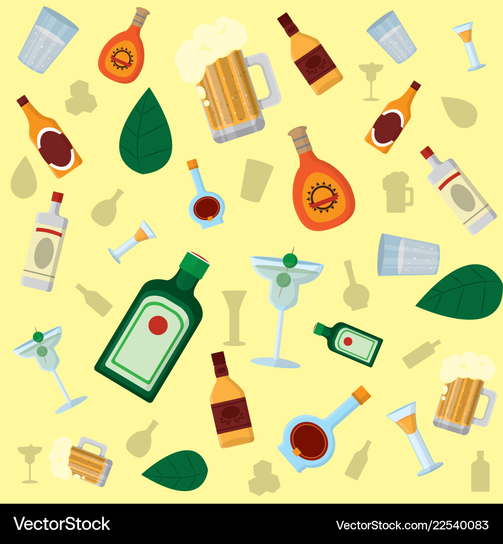 Bar drinks pattern background Royalty Free Vector Image