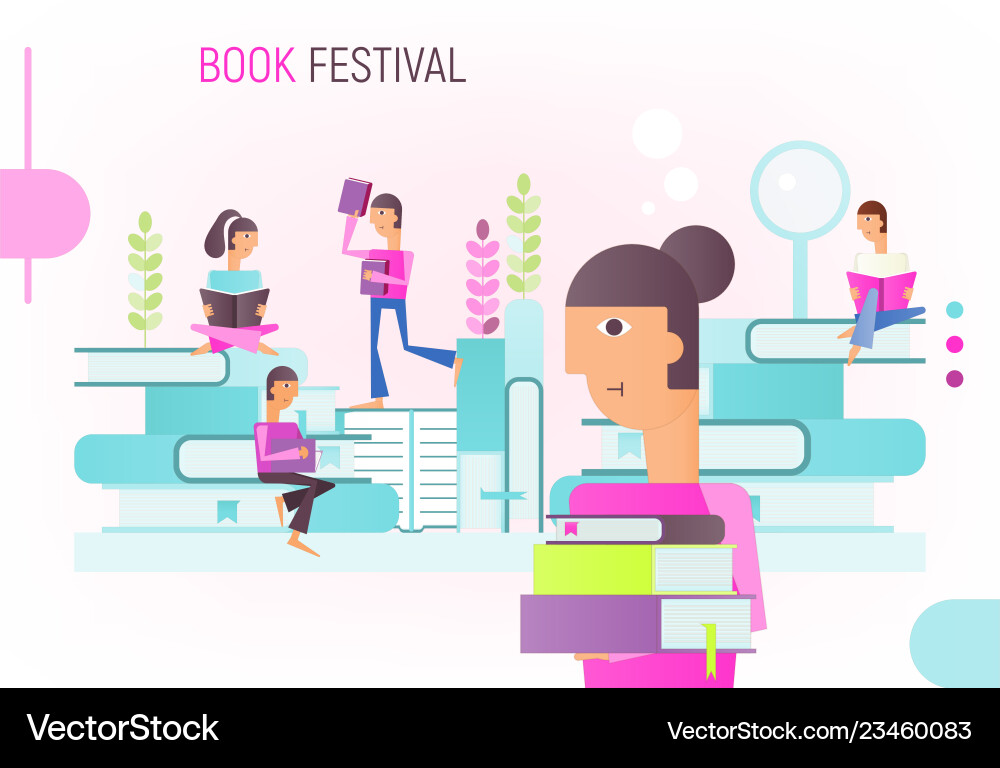 Book festival fair Royalty Free Vector Image - VectorStock