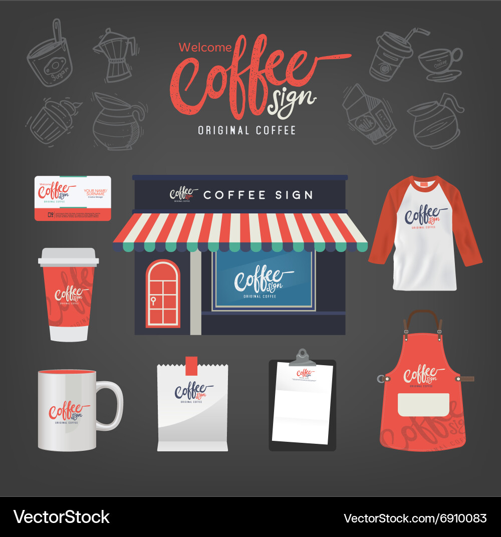Coffeecafeset10 Royalty Free Vector Image - VectorStock