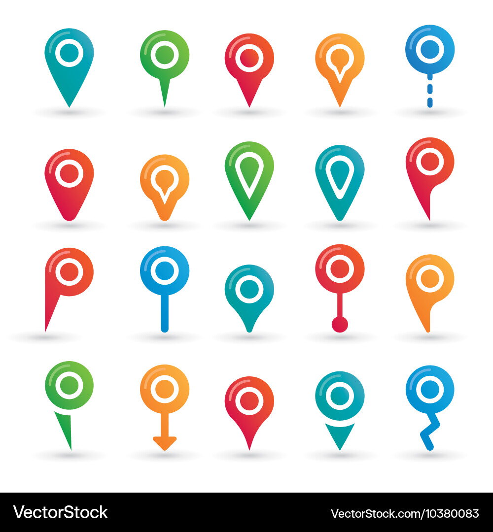 Colorful map pointer icons set Royalty Free Vector Image Colorful map pointer icons set Royalty Free Vector Image