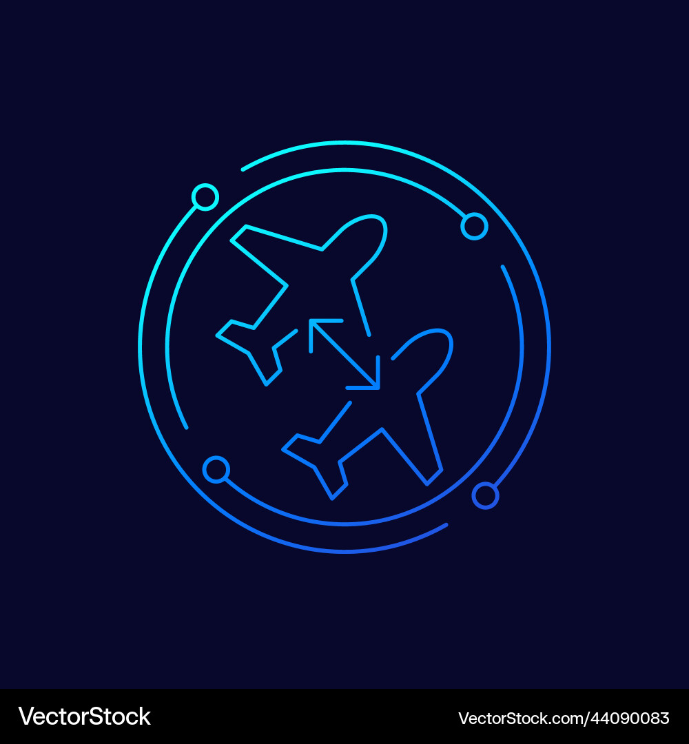 Connecting flight transit line icon Royalty Free Vector