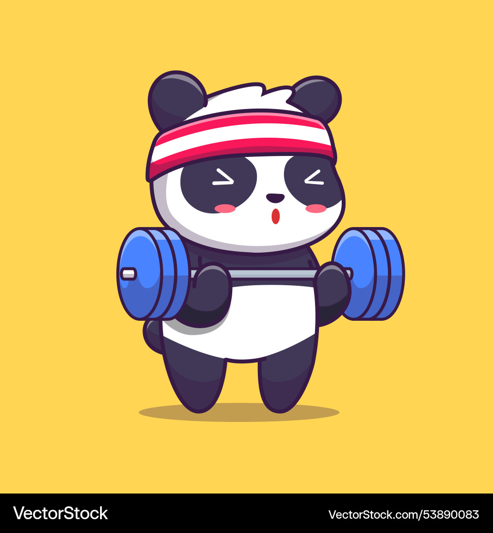 Cute panda gym cartoon Royalty Free Vector Image