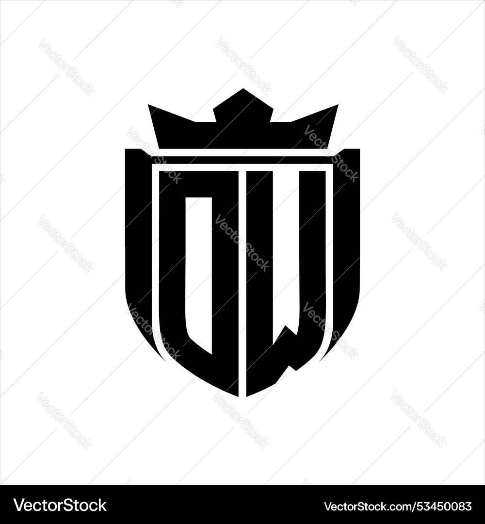 Dw logo with shield shape geeometric crown Vector Image