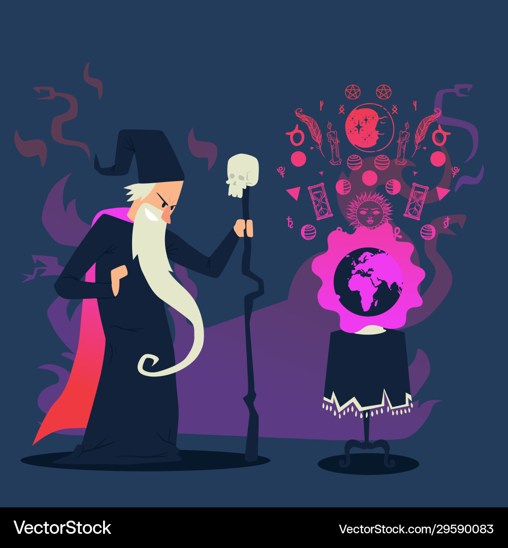 Evil Wizard Casting Spell Royalty Free Vector Image
