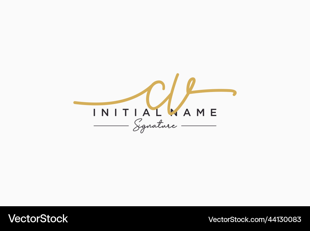 Initial cv signature logo template hand drawn Vector Image