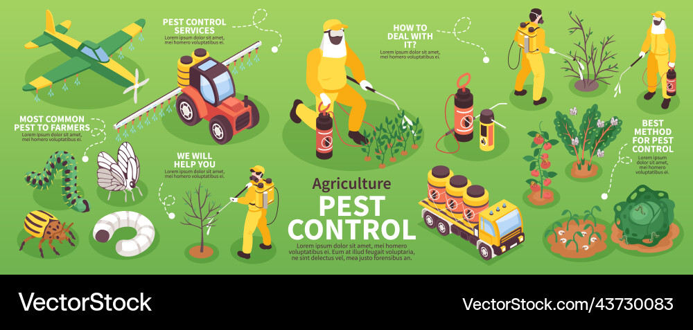 Isometric agriculture pest control infographics Vector Image