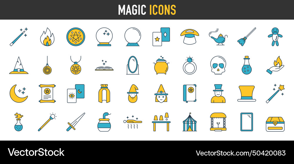 Magic icons set Royalty Free Vector Image - VectorStock