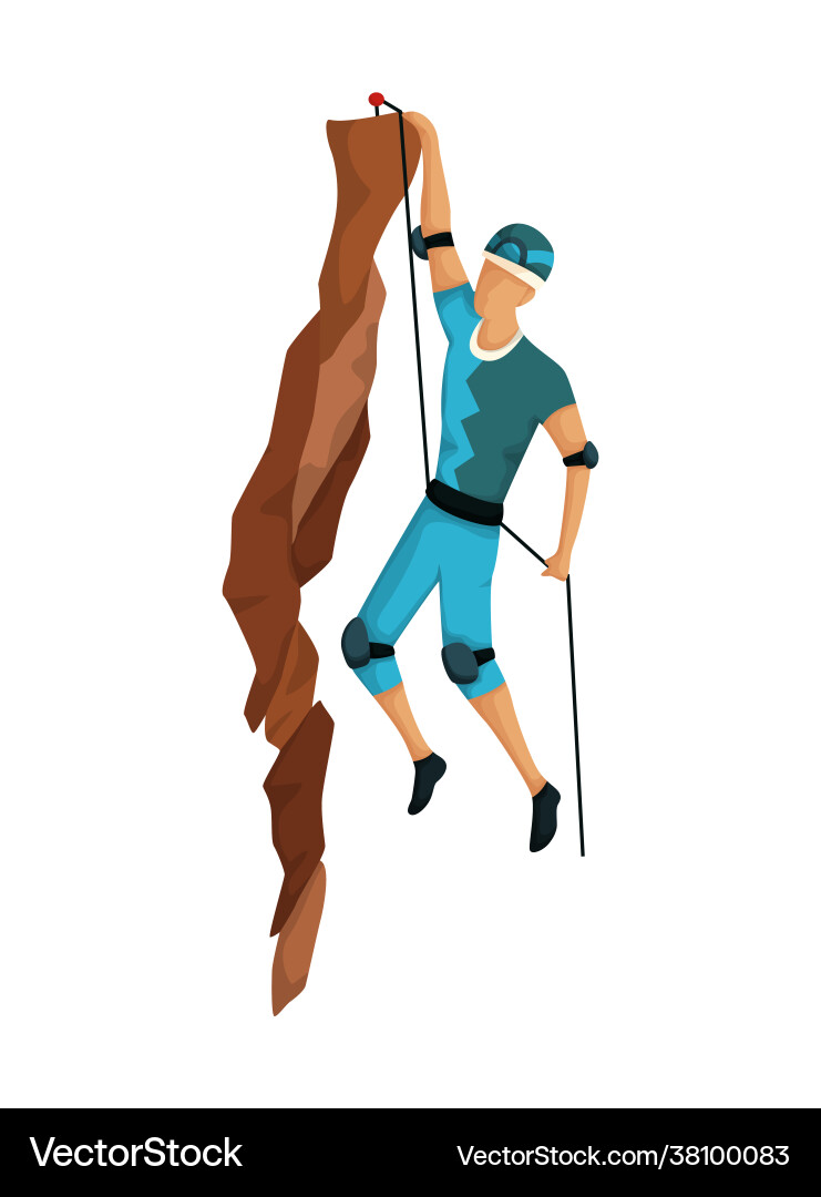 Mountain climbing men on a rock Royalty Free Vector Image