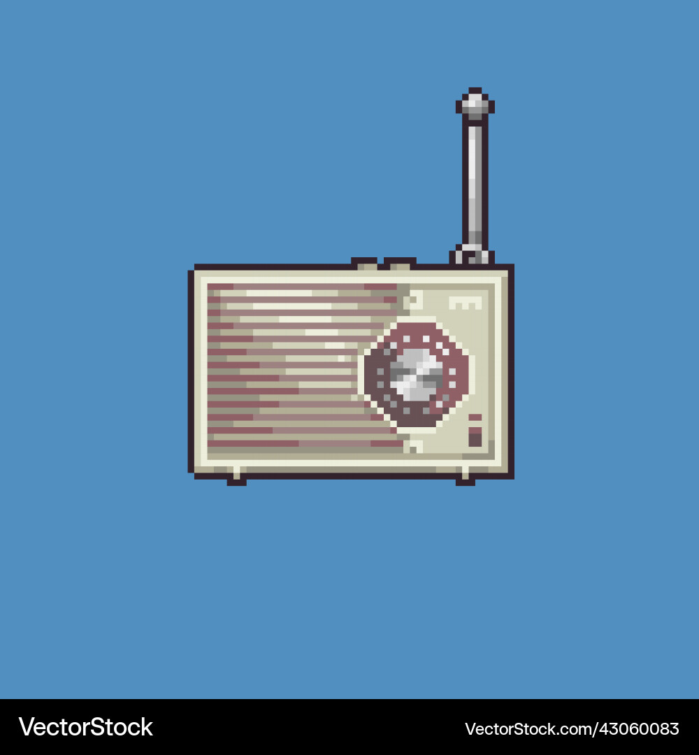 Pixel art classic radio for game development Vector Image