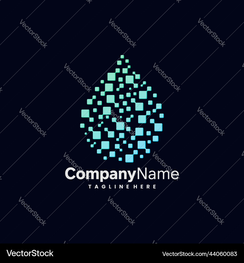 Pixel water technology logo design template Vector Image