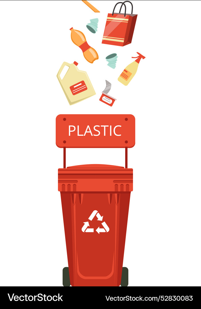 Plastic waste bin rubbish recycle trash disposal Vector Image