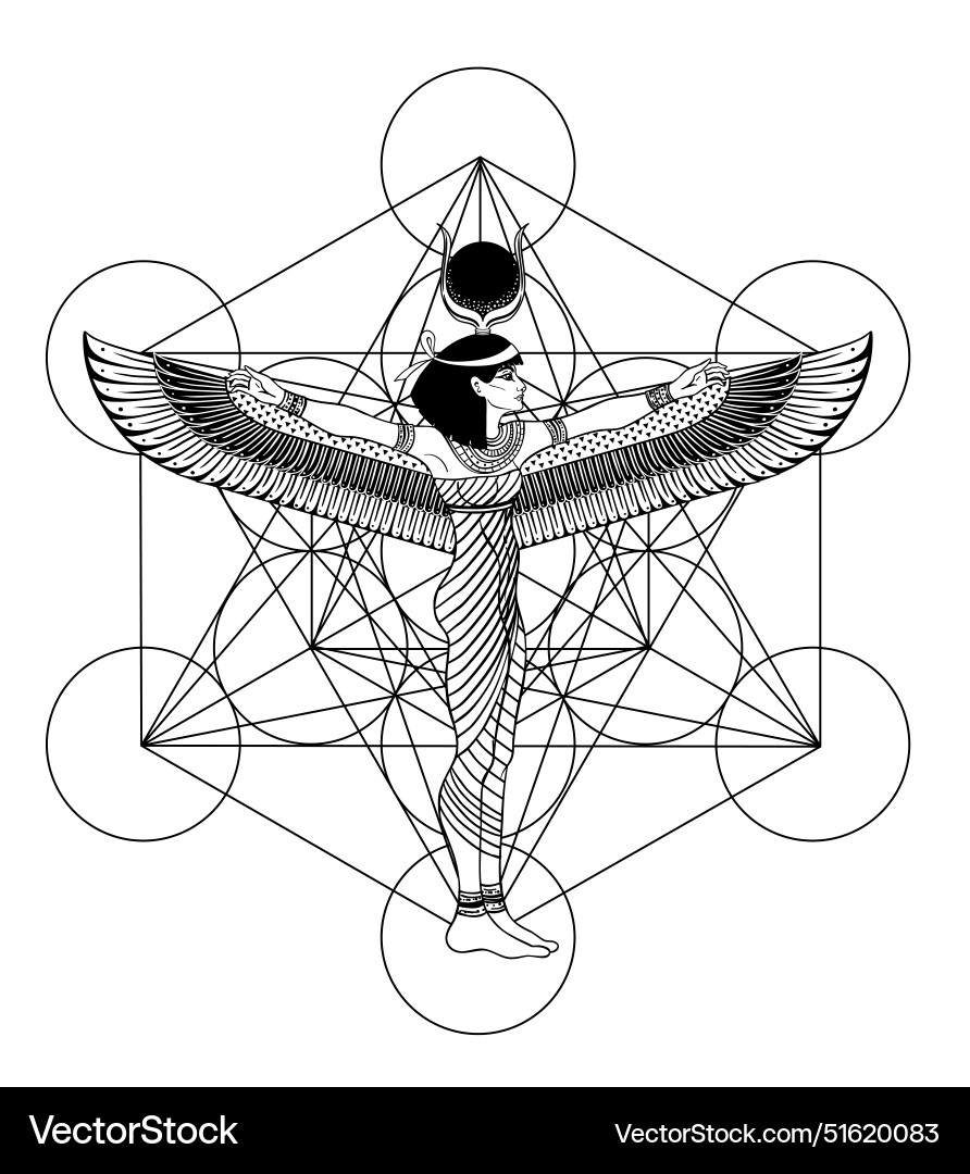 Sacred geometry with egypt symbol wings and all Vector Image