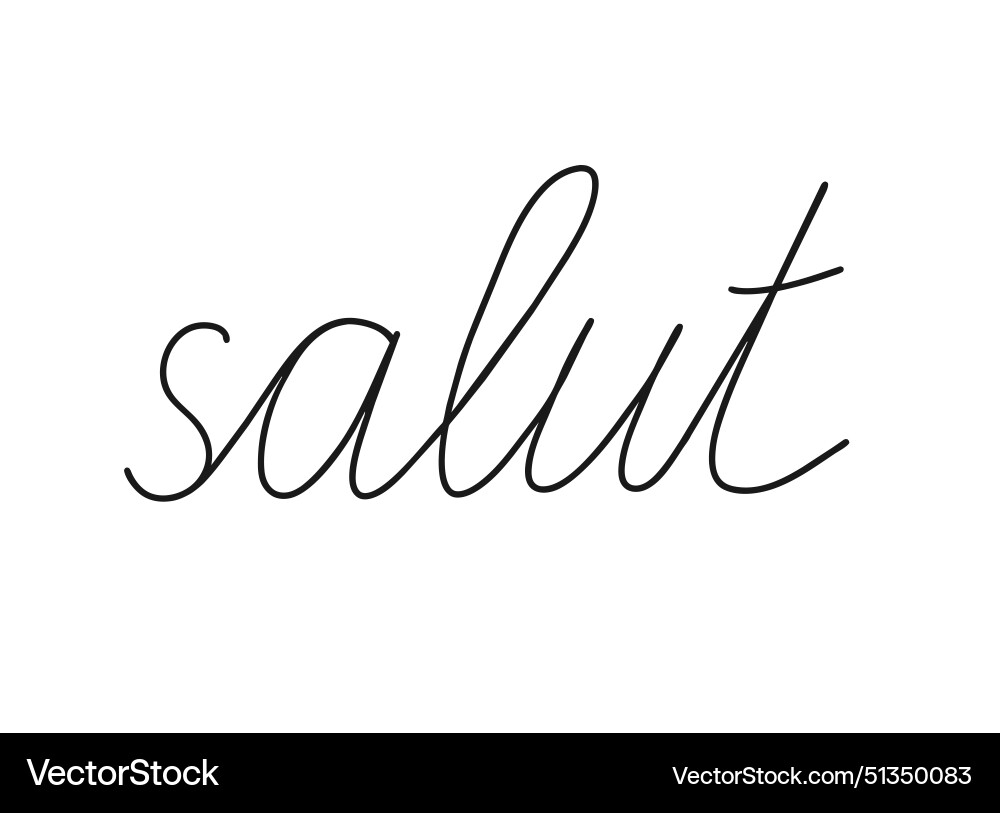 Salut write calligraphy word continuous line Vector Image