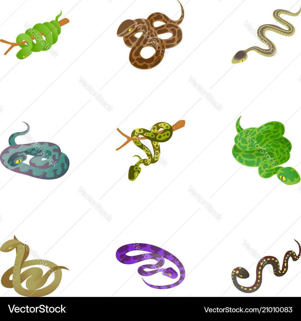 Snake icons set cartoon style Royalty Free Vector Image