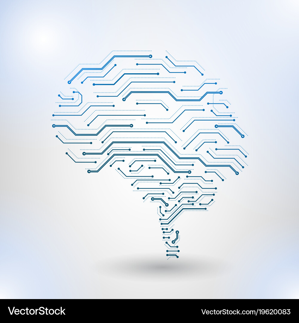 Technology low poly design of human brain Vector Image