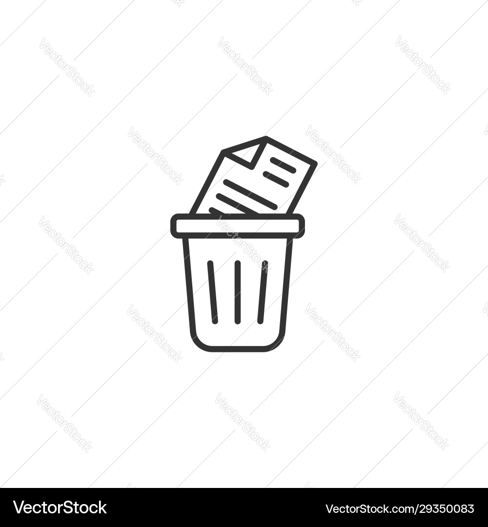 Papierkorb mit Dokument-Ikone im flachen Stil Papier