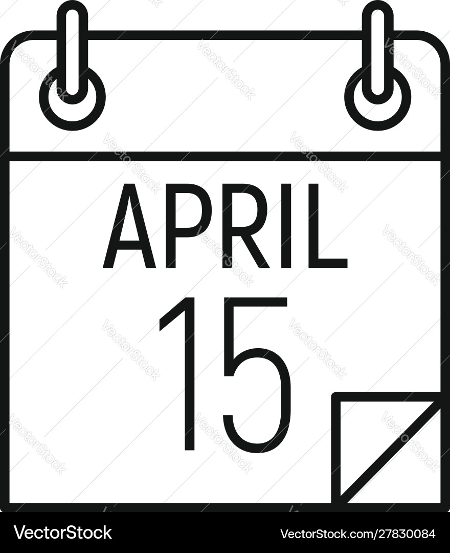 15 april calendar icon outline style Royalty Free Vector
