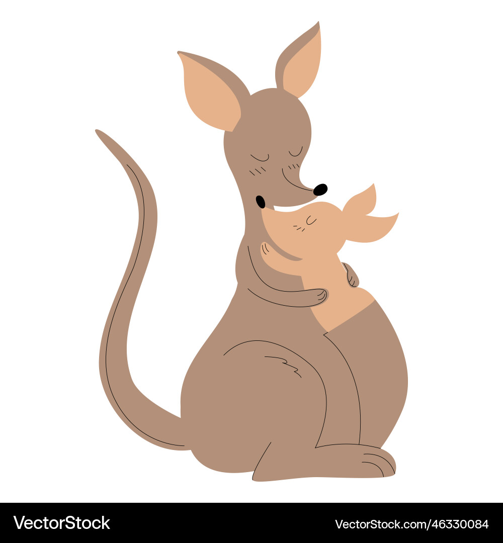 Animals mom and baby kangaroo Royalty Free Vector Image