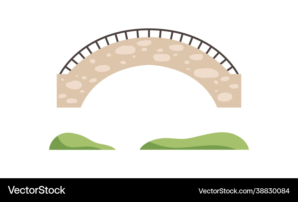 Arched stone bridge and green bush as landscape Vector Image