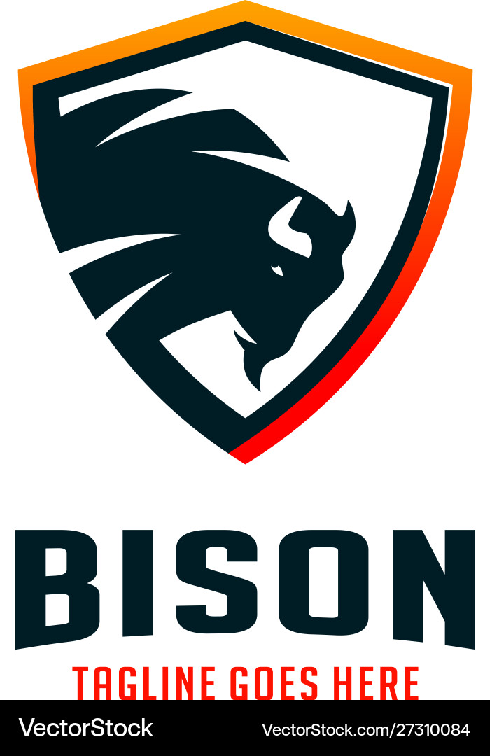 Bison shield logo design template Royalty Free Vector Image