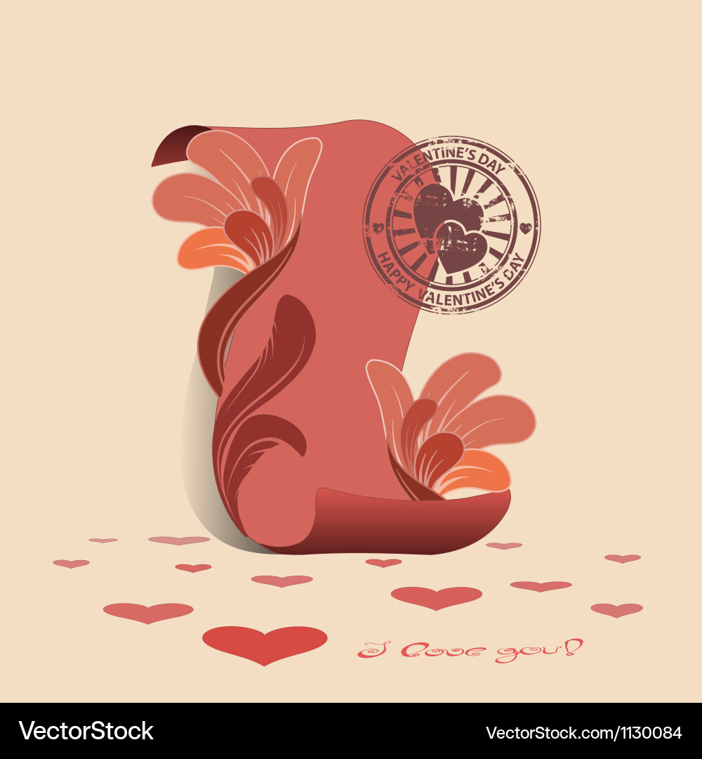 Card with a pink parchment and stamp Royalty Free Vector