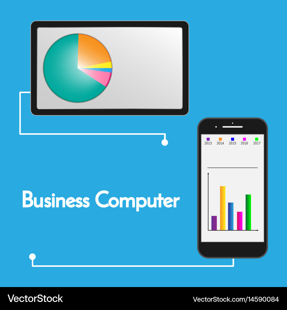 Charts displayed on tablet and smart phone Vector Image