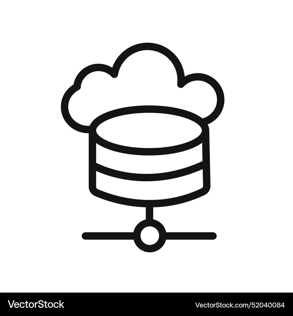 Cloud database icon black and white sign Vector Image