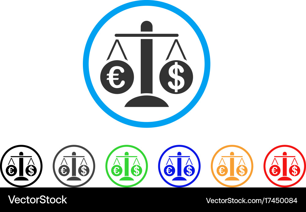 Currency compare scales rounded icon Royalty Free Vector