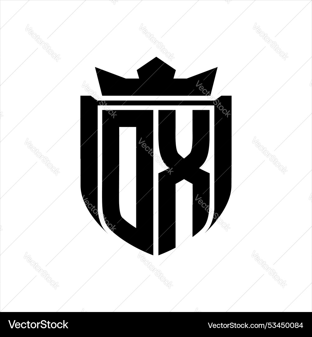 Dx logo with shield shape geeometric crown Vector Image