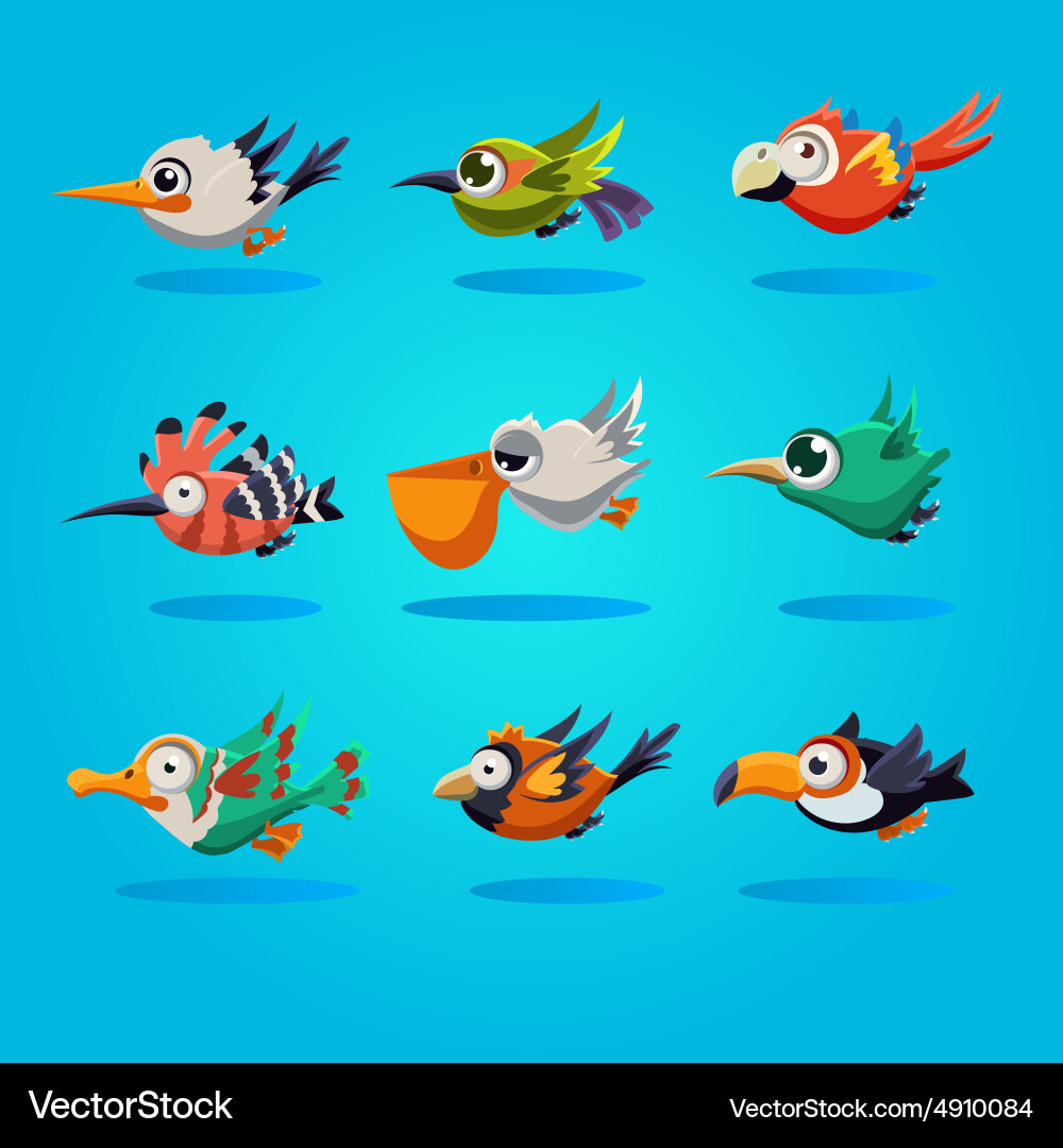 Funny cartoon birds Royalty Free Vector Image - VectorStock