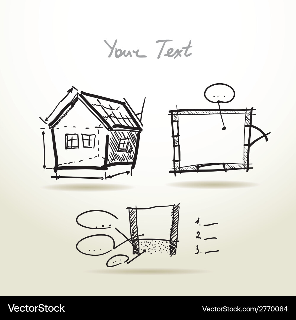 Hand drawn house plan sketch project for your Vector Image