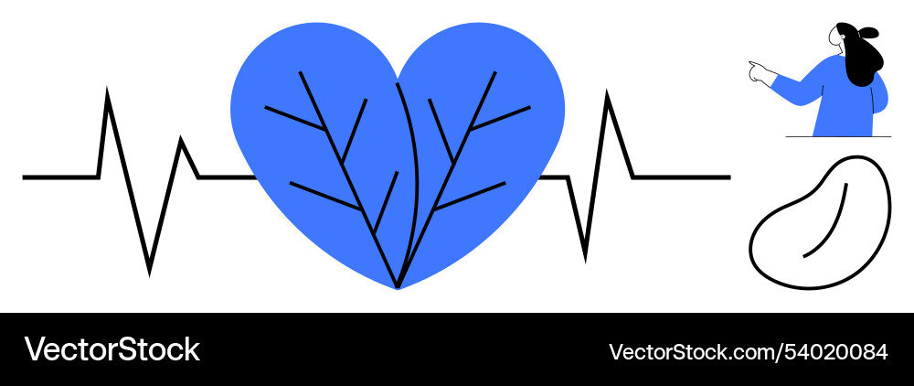Heart health with pulse line blue Royalty Free Vector Image