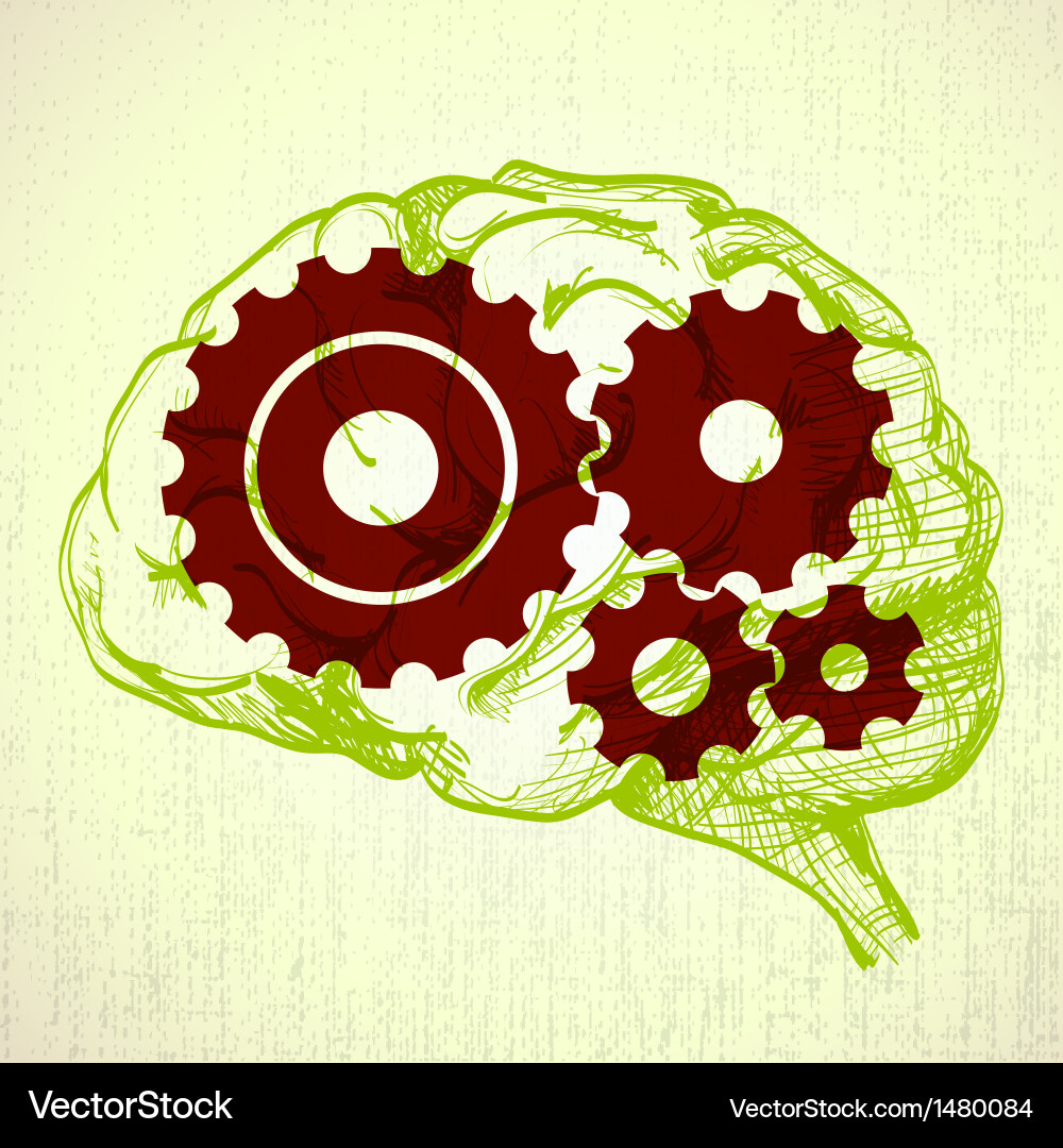 Human brain with cogs Royalty Free Vector Image