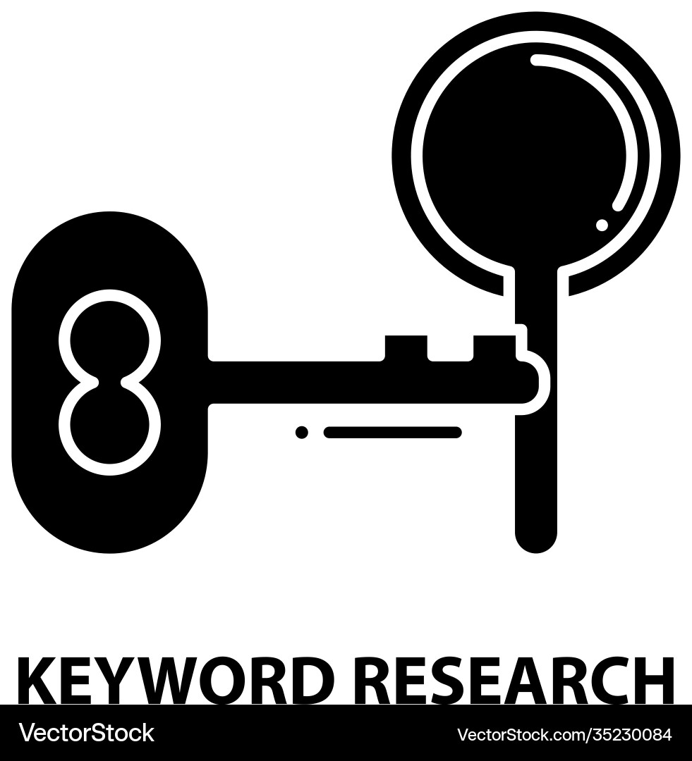 Keyword research icon black sign Royalty Free Vector Image