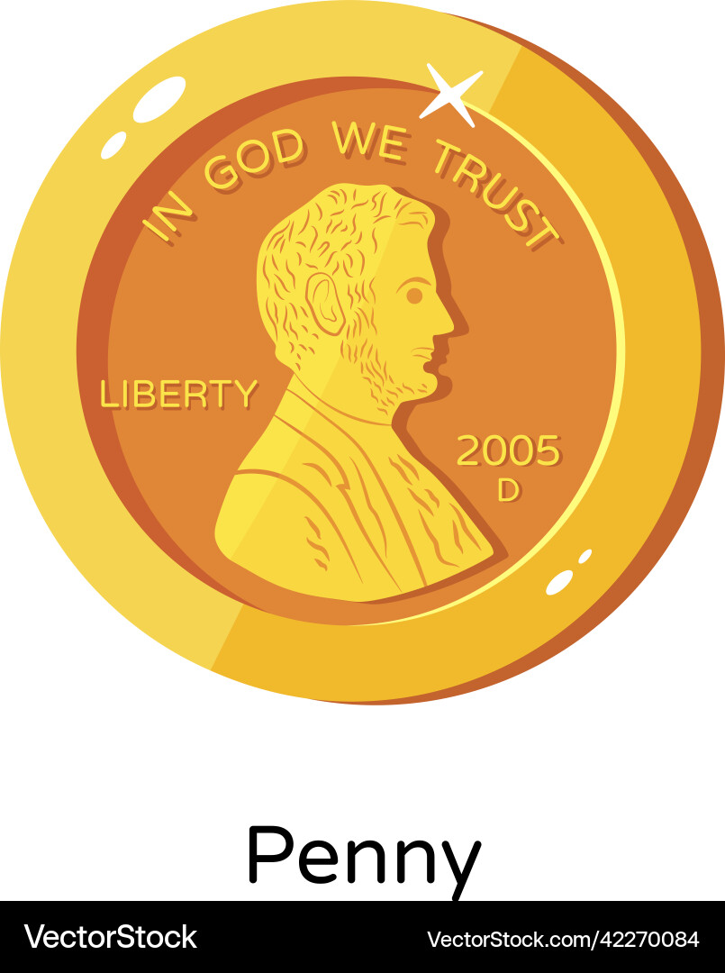 Liberty Penny Coin Icon Royalty Free Vector Image