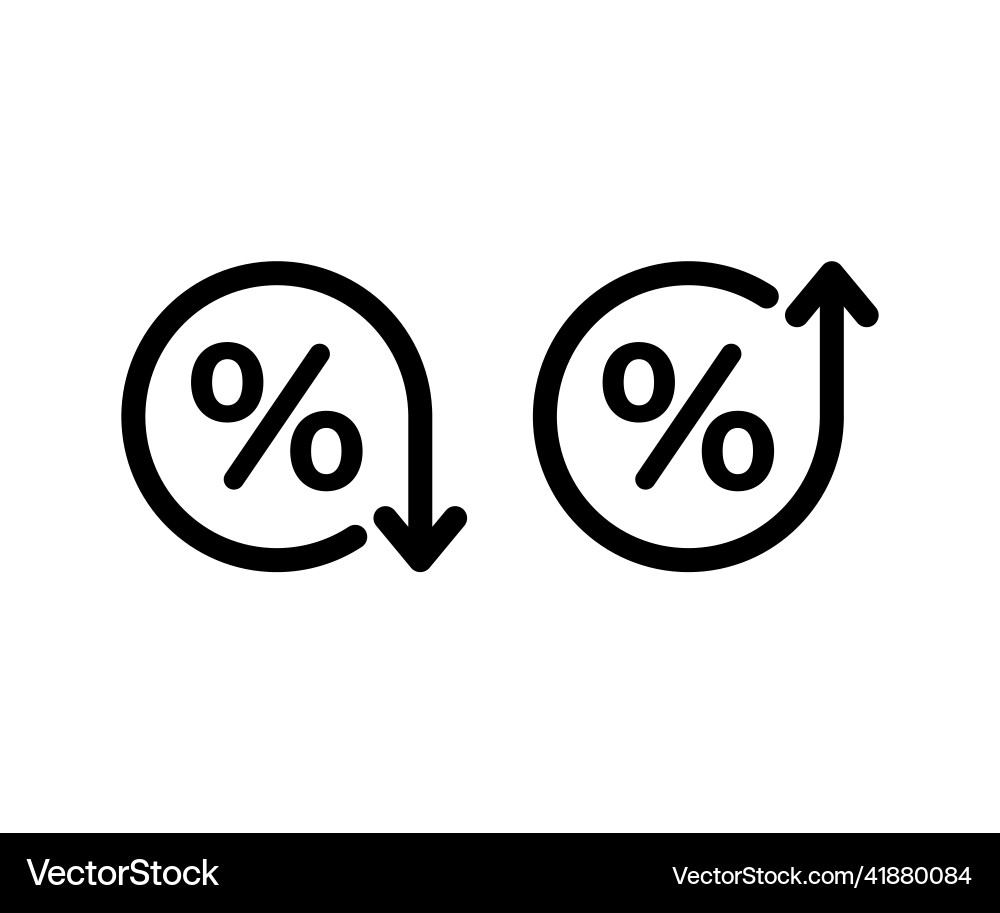 Low and high percent icon down growth gdp Vector Image