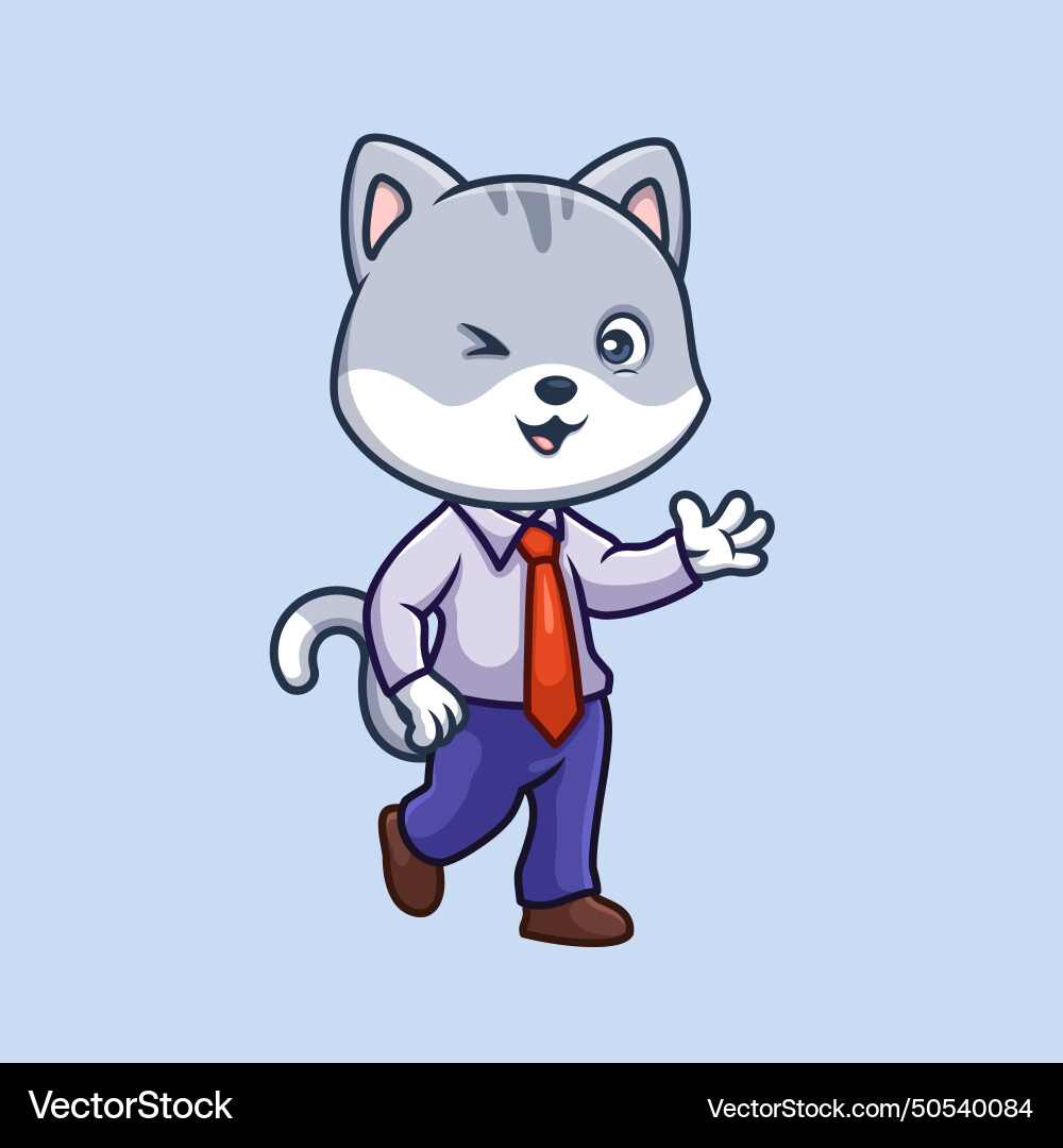 Manager grey cat cute cartoon Royalty Free Vector Image