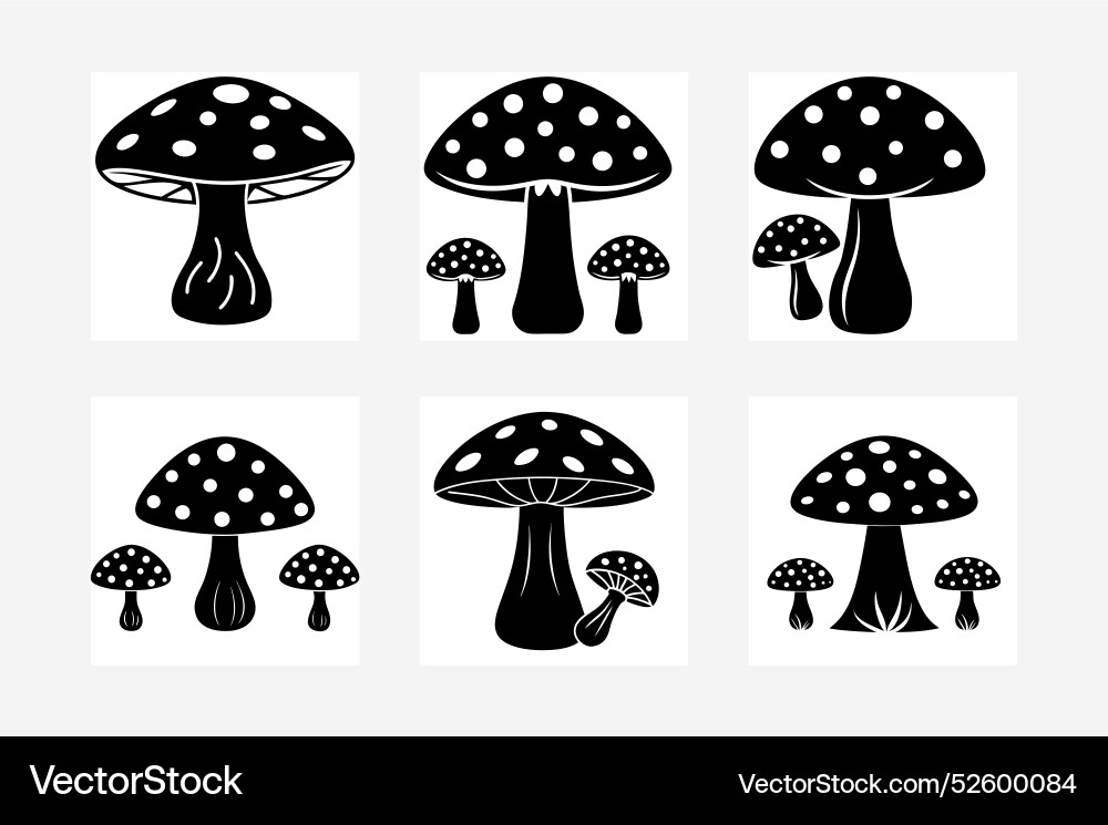 Mushroom black and white Royalty Free Vector Image