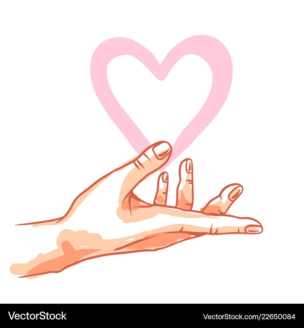 One hand hold heart Royalty Free Vector Image - VectorStock